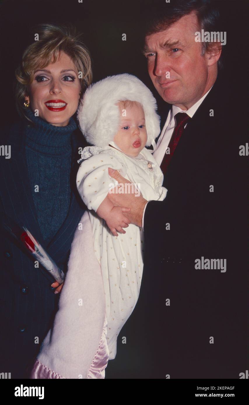 Marla Maples Trump and Donald Trump with daughter Tiffany Trump outside ...