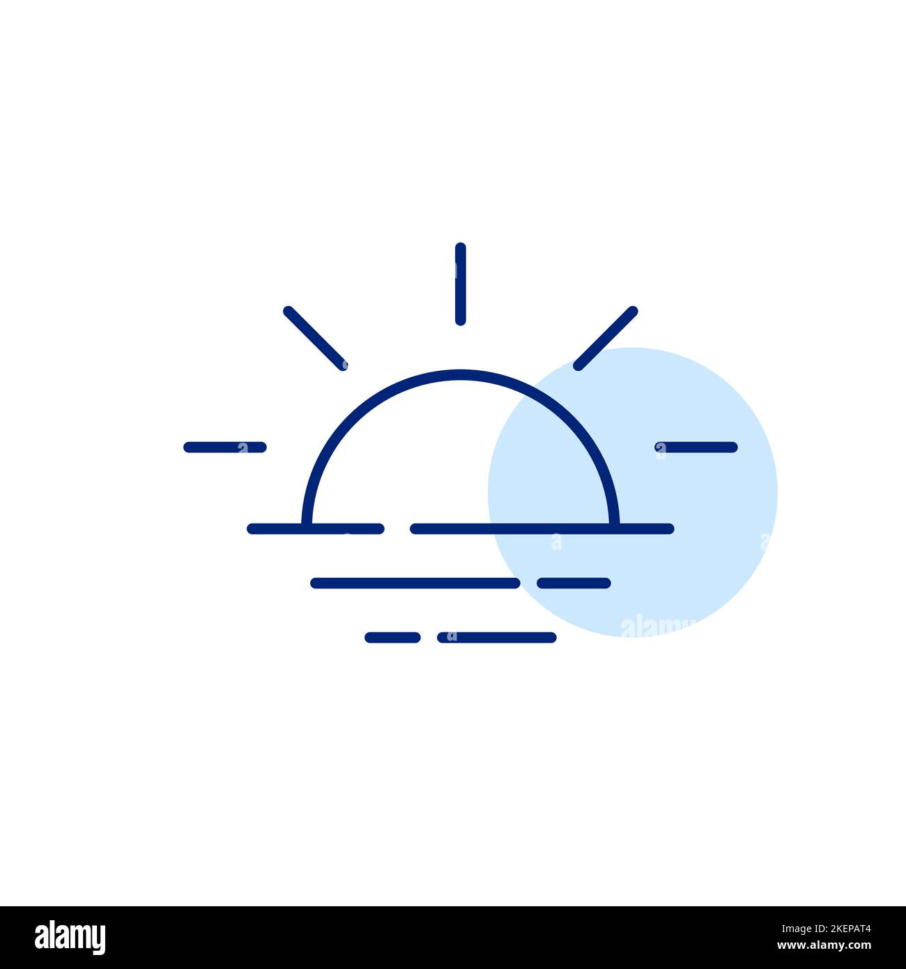 Sunset or sunrise at the sea. Pixel perfect, editable stroke line icon ...