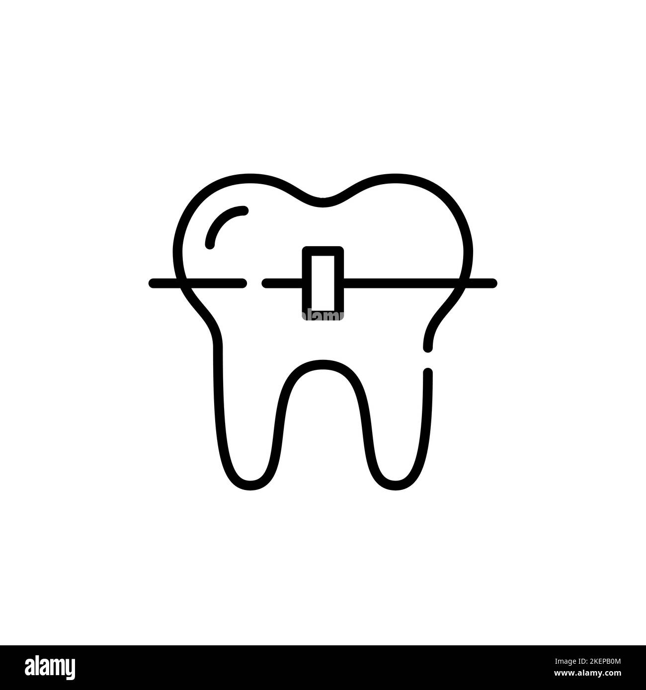 Tooth with dental brace on it. Pixel perfect, editable stroke icon ...
