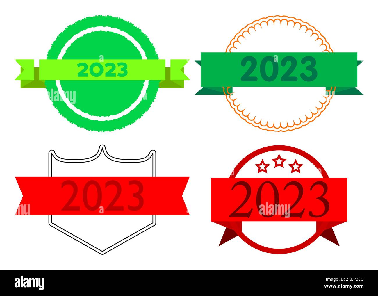 Set of ribbon with the number 2023. Banner template. Label sticker ...