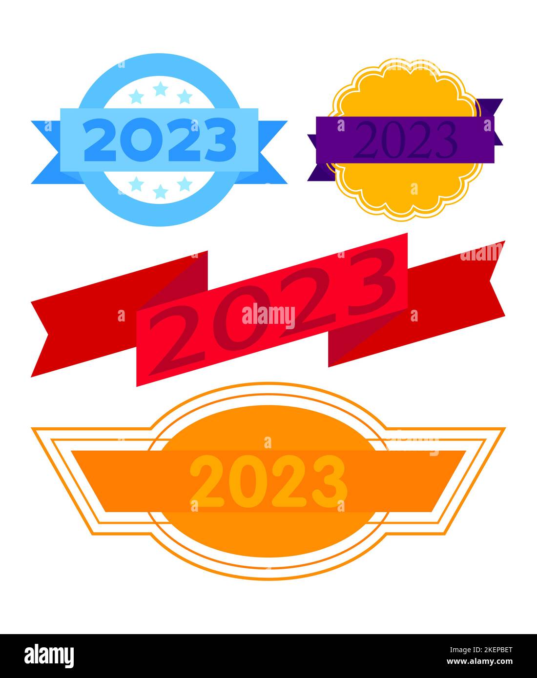 Set of ribbon with the number 2023. Banner template. Label sticker ...