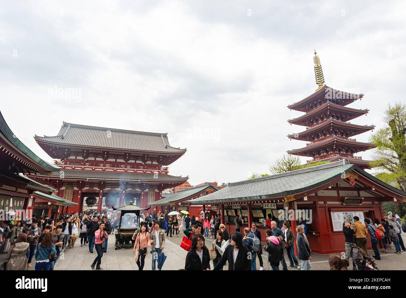Tokyo, APR 6 2013 - Overcast view of the Five-Storied Pagoda Stock ...