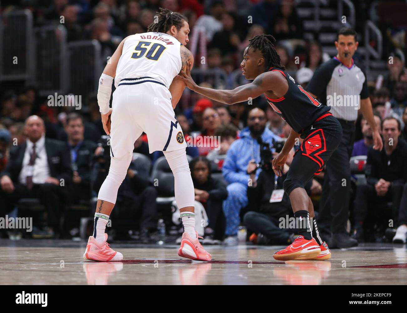 CHICAGO, IL - NOVEMBER 13: Chicago Bulls guard Ayo Dosunmu (12) posts ...
