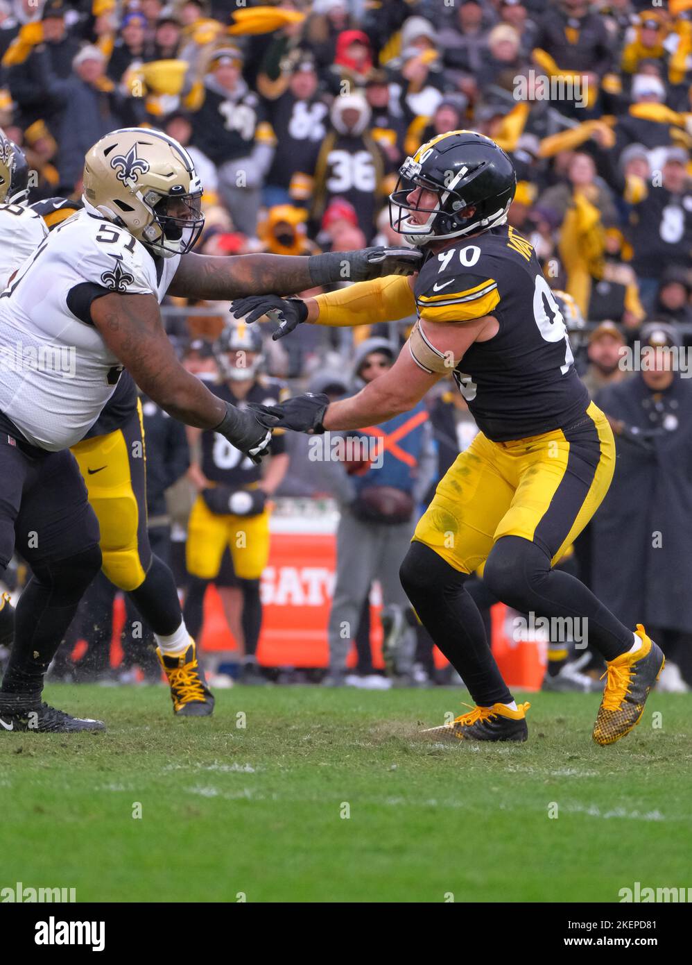 NOV 13th, 2022: T.J. Watt (90) during the Steelers vs Saints game in ...