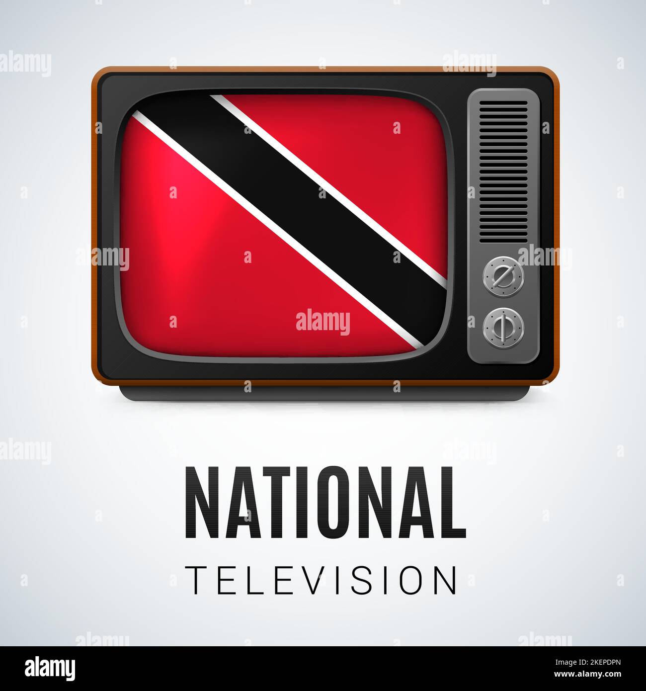 Vintage TV and Flag of Trinidad and Tobago as Symbol National ...