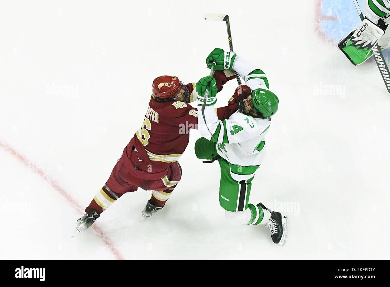 Denver Pioneers forward McKade Webster (6) and North Dakota Fighting ...
