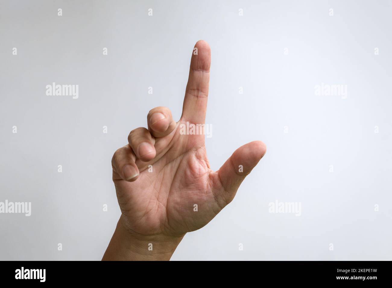 Index finger pointing to something.Palm of hand facing front Stock ...