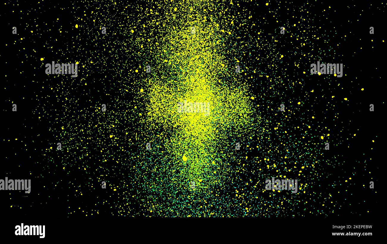 3D rendering of cluster of particles resembling splatter of paint which ...