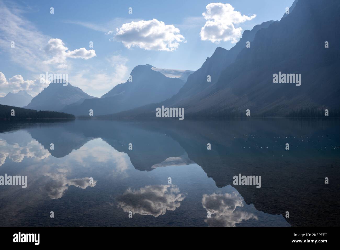 glacier and mountains over bow lake in banff national park Stock Photo ...