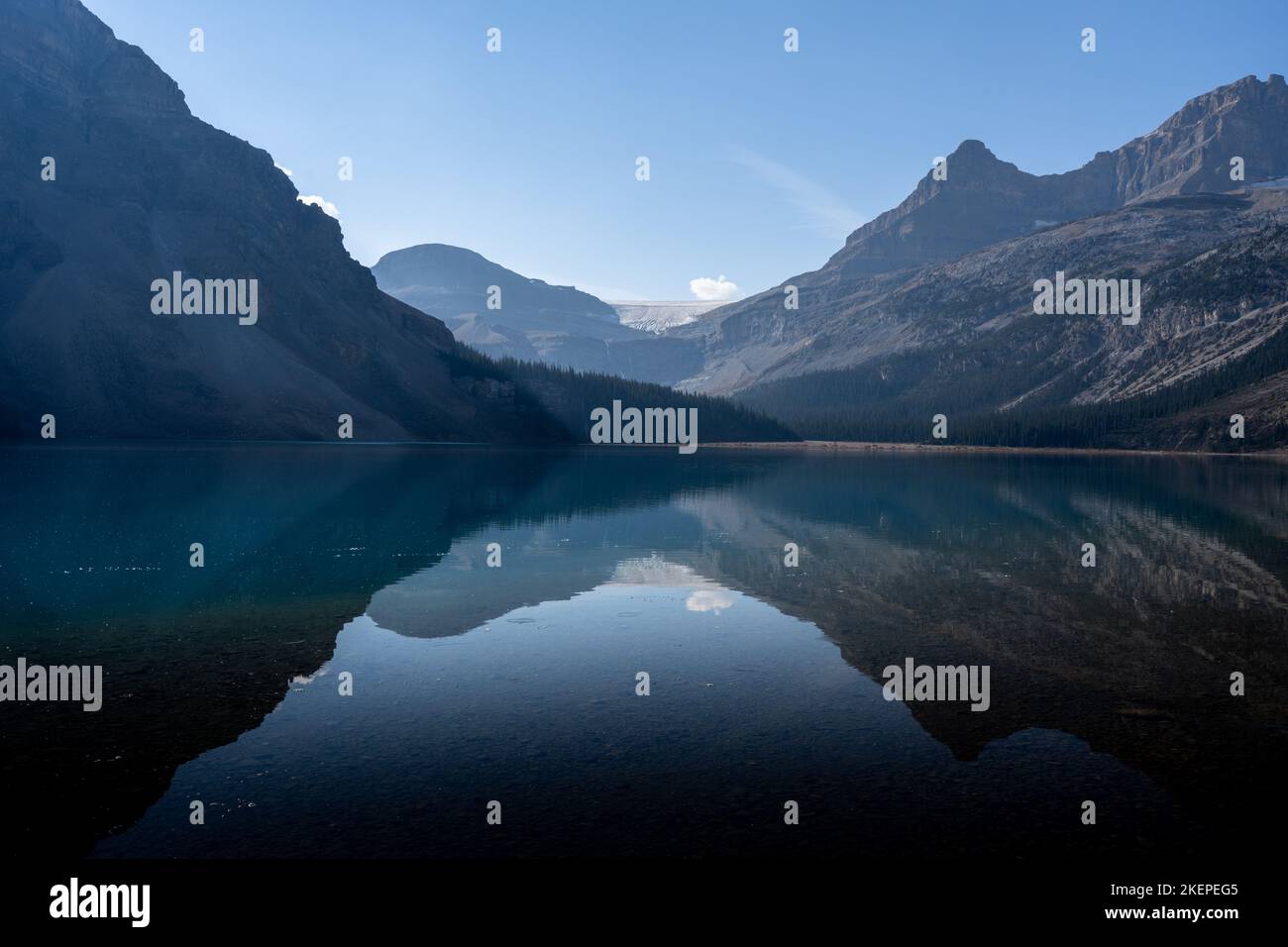 glacier and mountains over bow lake in banff national park Stock Photo ...