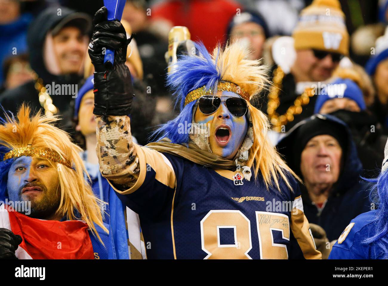 Winnipeg Blue Bombers' fans celebrate a win over the BC Lions in the ...