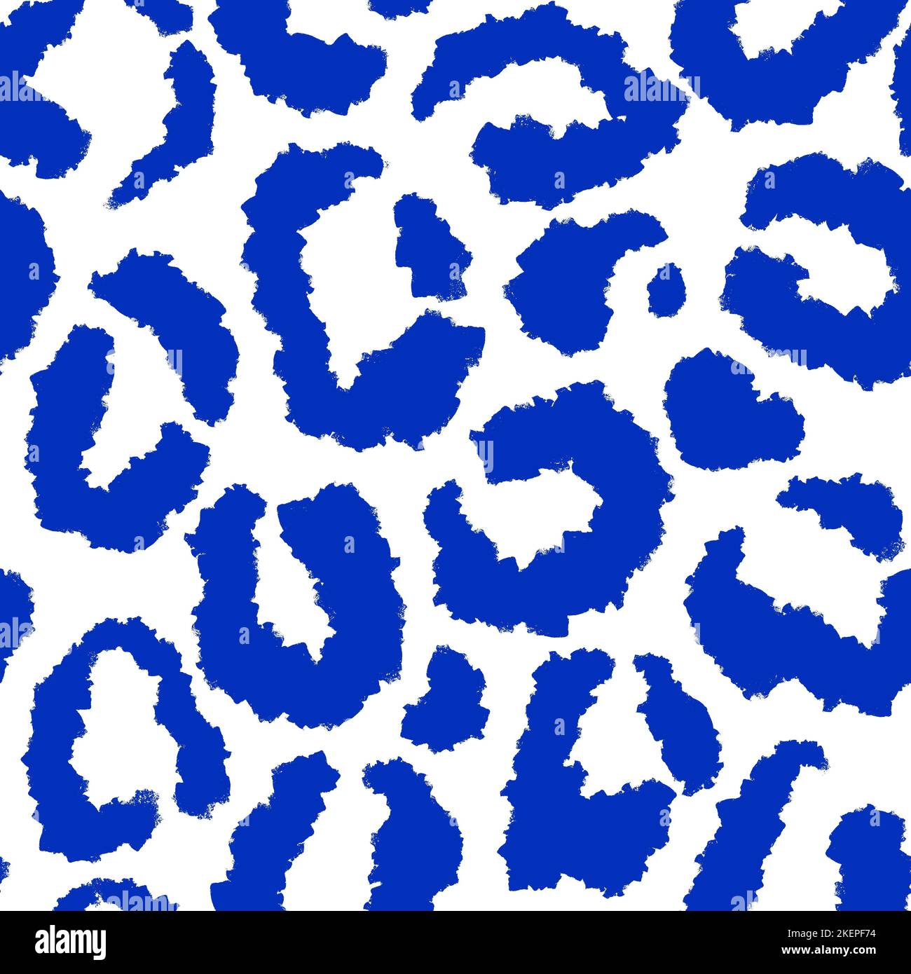 Hand drawn seamless pattern of blue leopard cheetah print. Wild animal ...