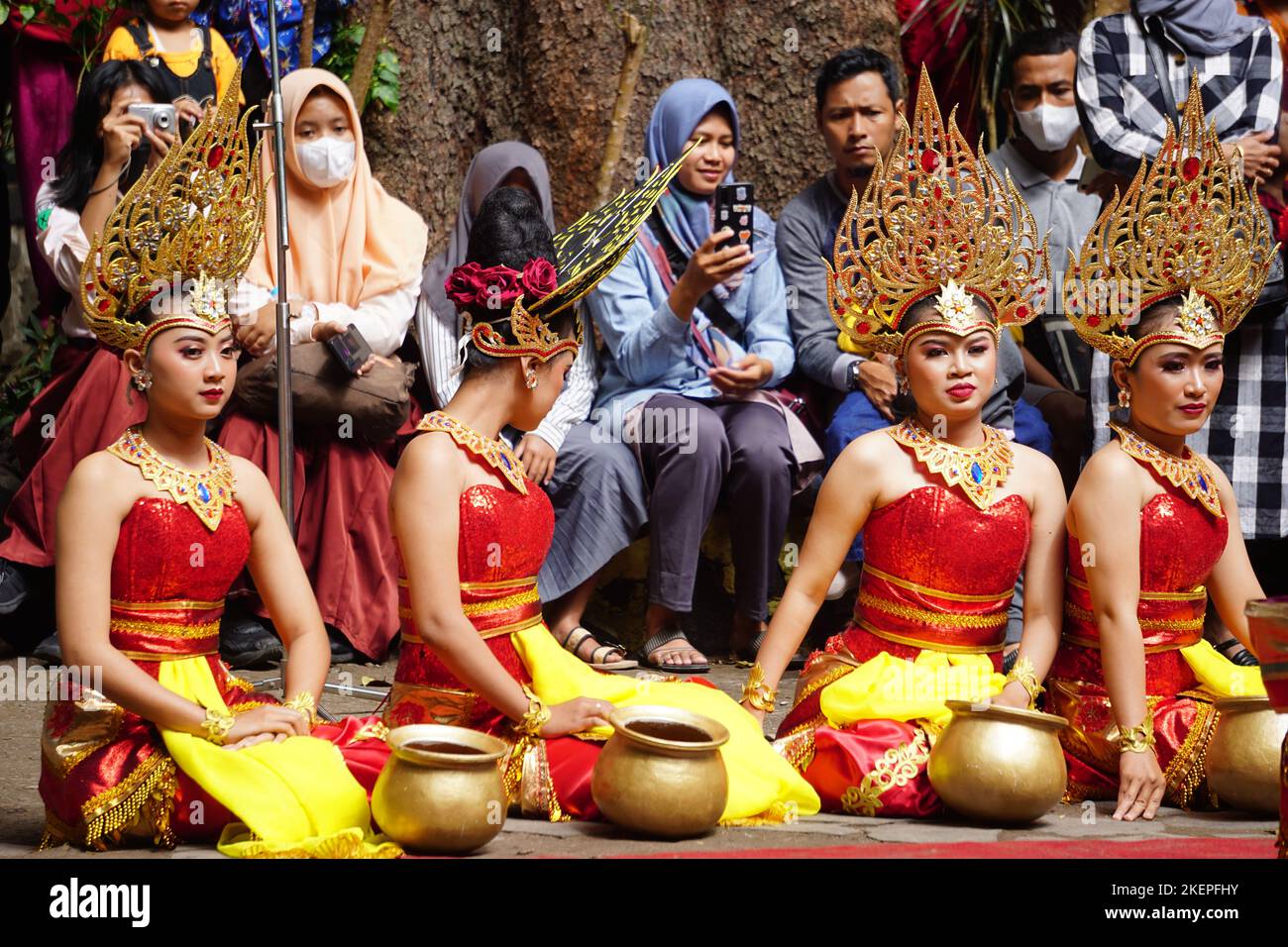 Siraman sedudo ceremony in sedudo waterfall. Siraman sedudo is taking a ...