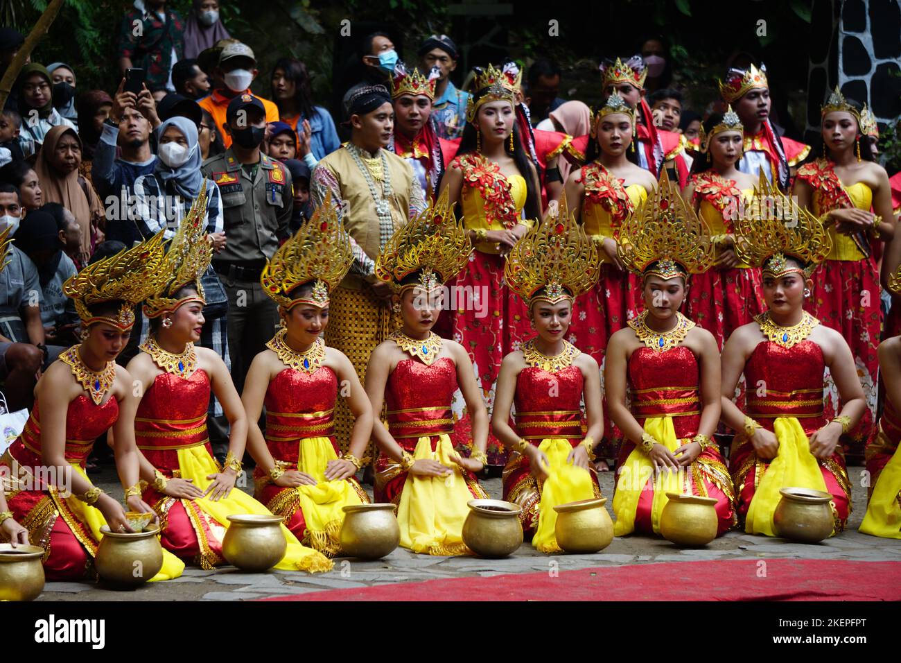 Siraman sedudo ceremony in sedudo waterfall. Siraman sedudo is taking a ...