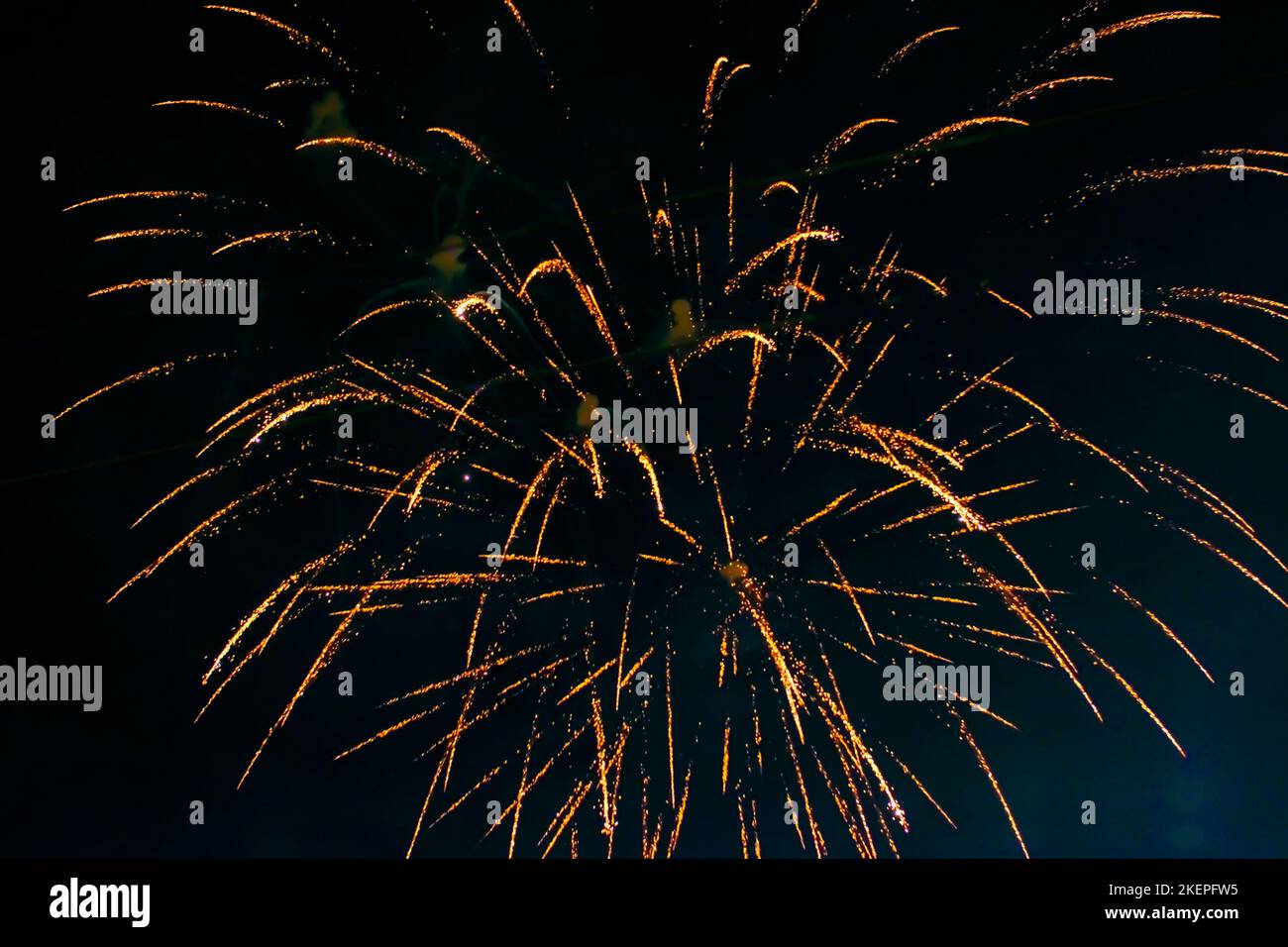 Bright, fiery fireworks against the background of the night sky Stock ...