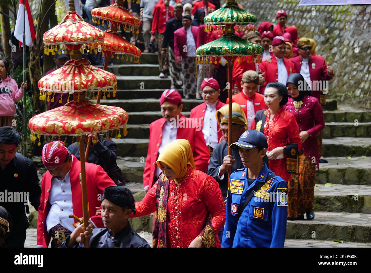 Siraman sedudo ceremony in sedudo waterfall. Siraman sedudo is taking a ...