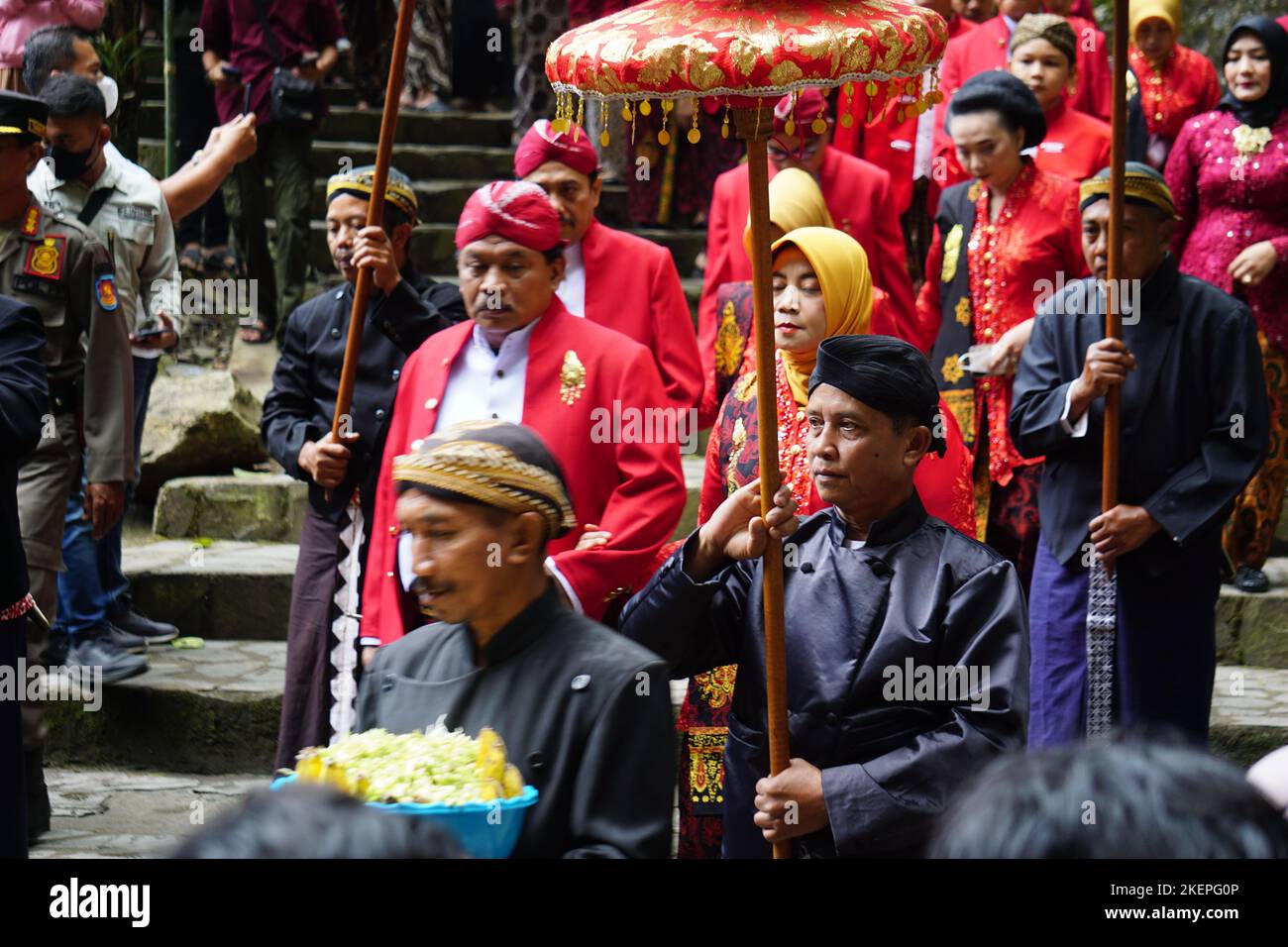 Siraman sedudo ceremony in sedudo waterfall. Siraman sedudo is taking a ...