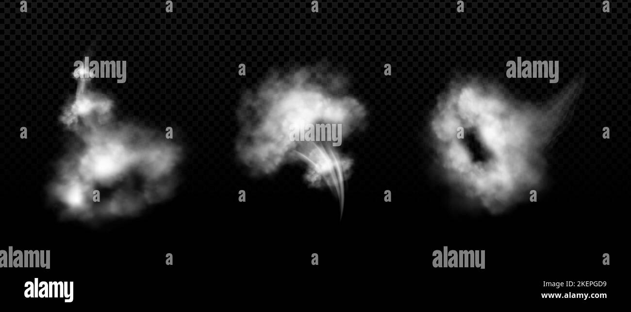 Realistic set of smoke clouds after quick start, jump or rocket launch ...