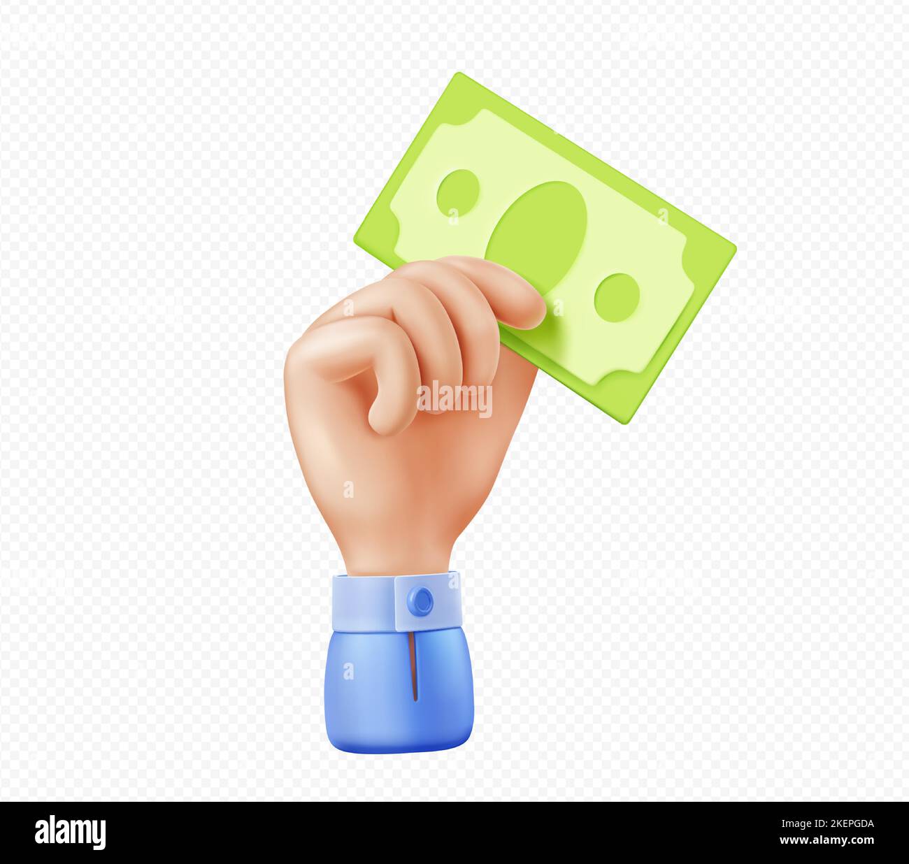 3d vector hand with money bill, businessman palm holding paper dollar ...