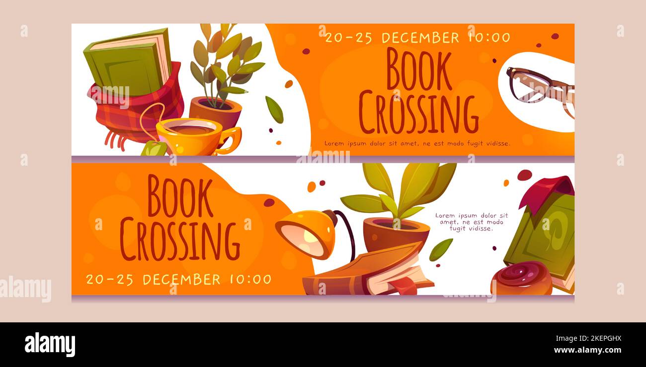 Book crossing event banners. Posters of bookcrossing in library ...