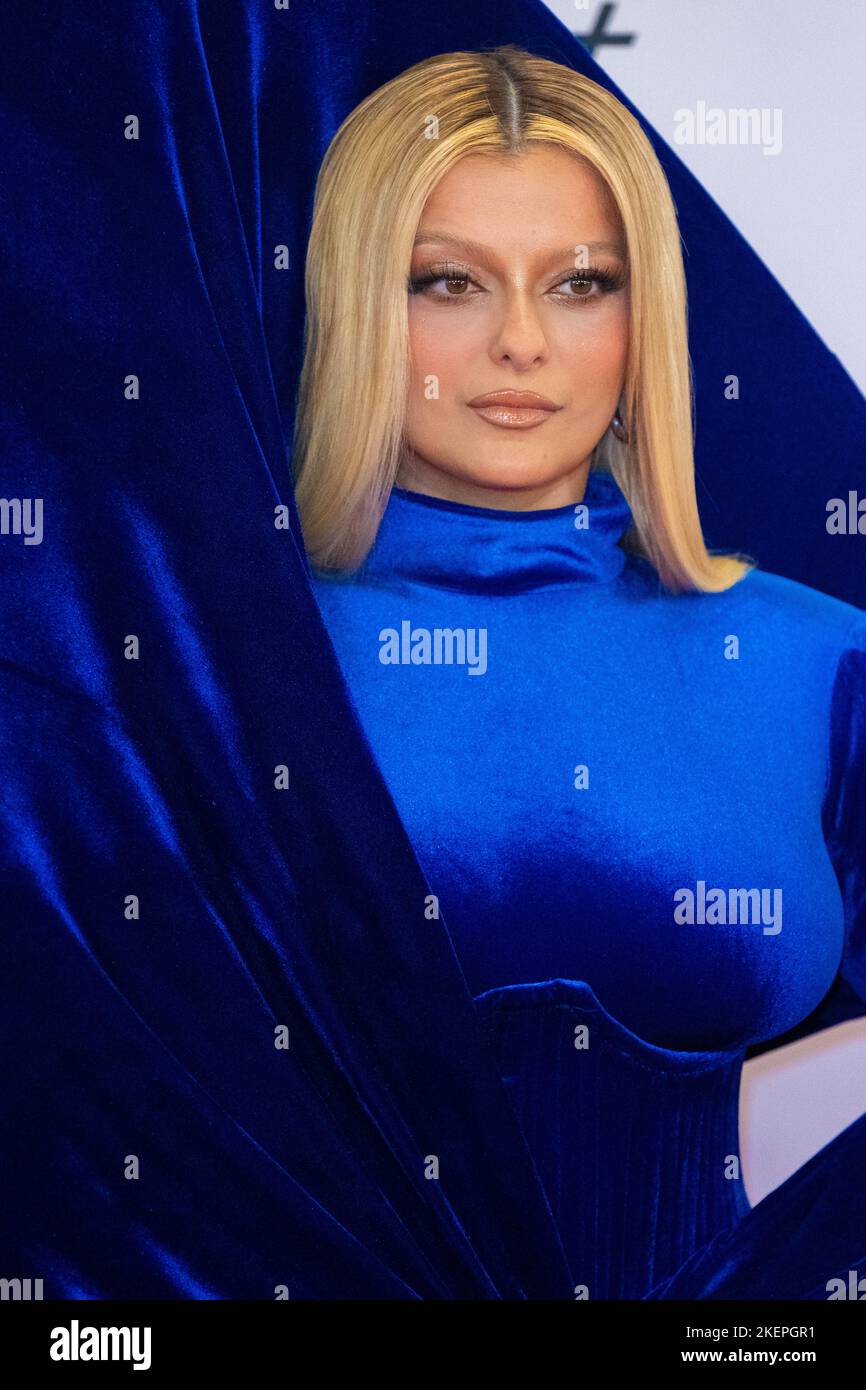 Bebe Rexha attending the 2022 MTV EMAs at the PSD Bank Dome in ...