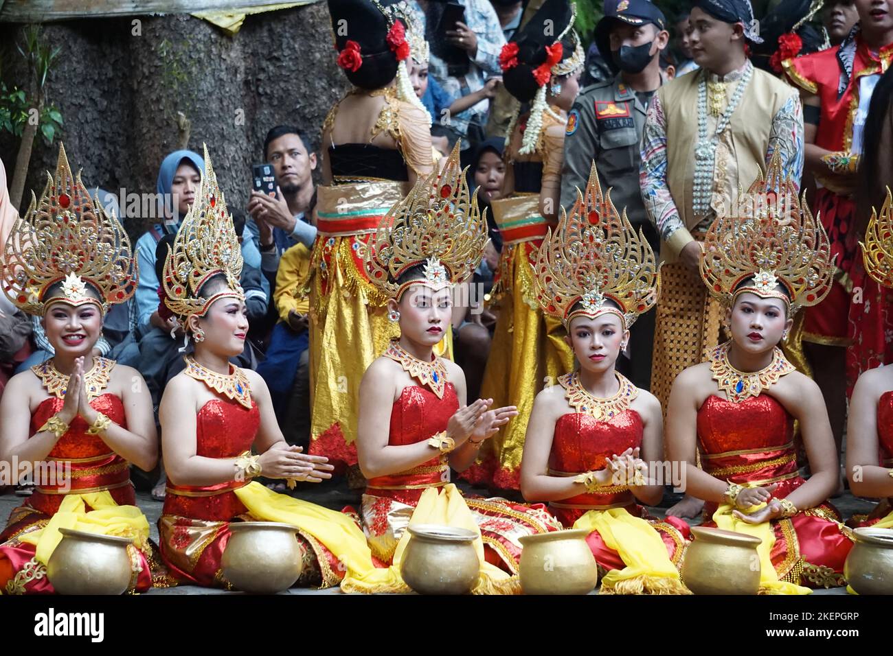 Siraman sedudo ceremony in sedudo waterfall. Siraman sedudo is taking a ...