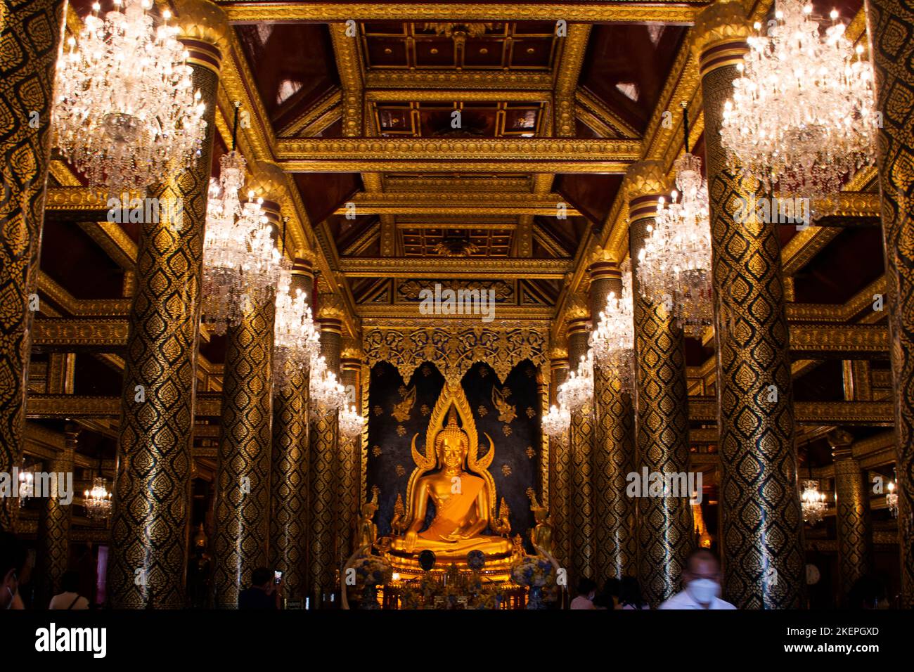 Phra Phuttha Chinnarat buddha statue in vihara ubosot for thai people ...