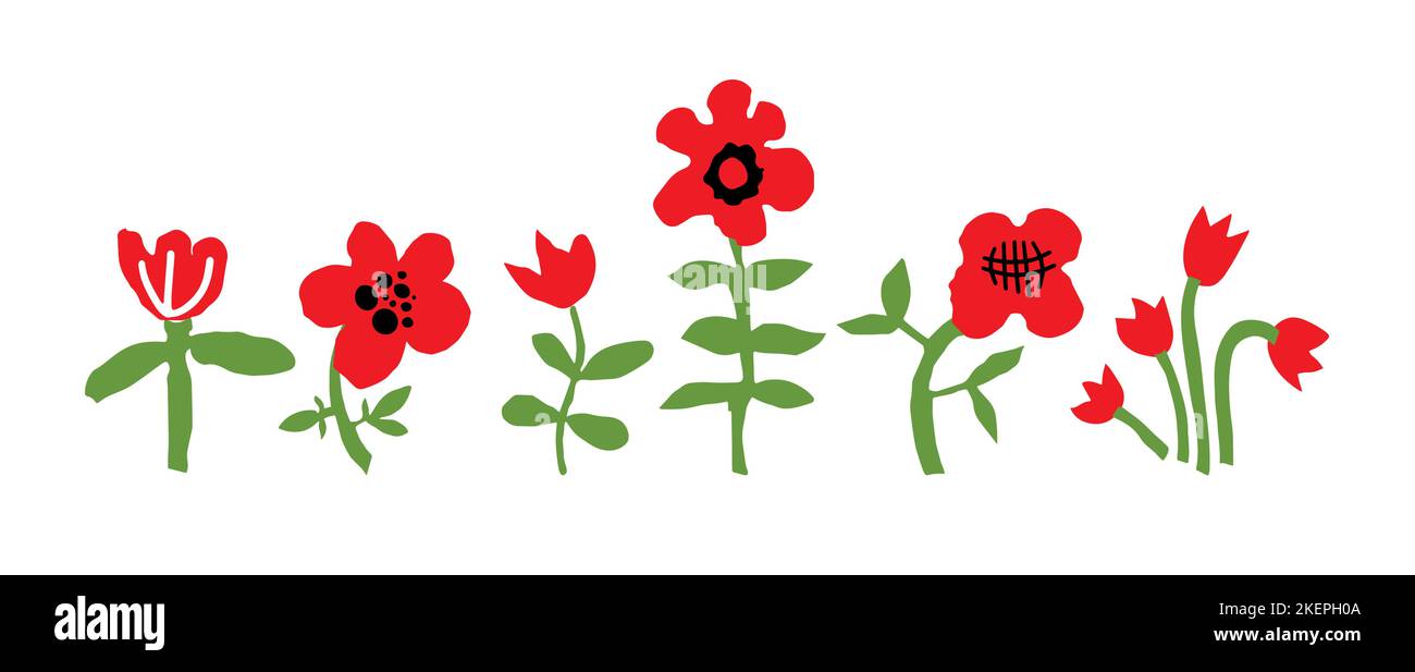 Blooming wildflowers, flourishing plants blossom Stock Vector Image ...