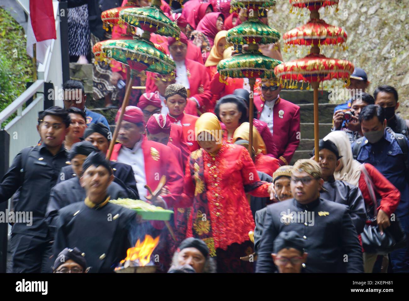 Siraman sedudo ceremony in sedudo waterfall. Siraman sedudo is taking a ...