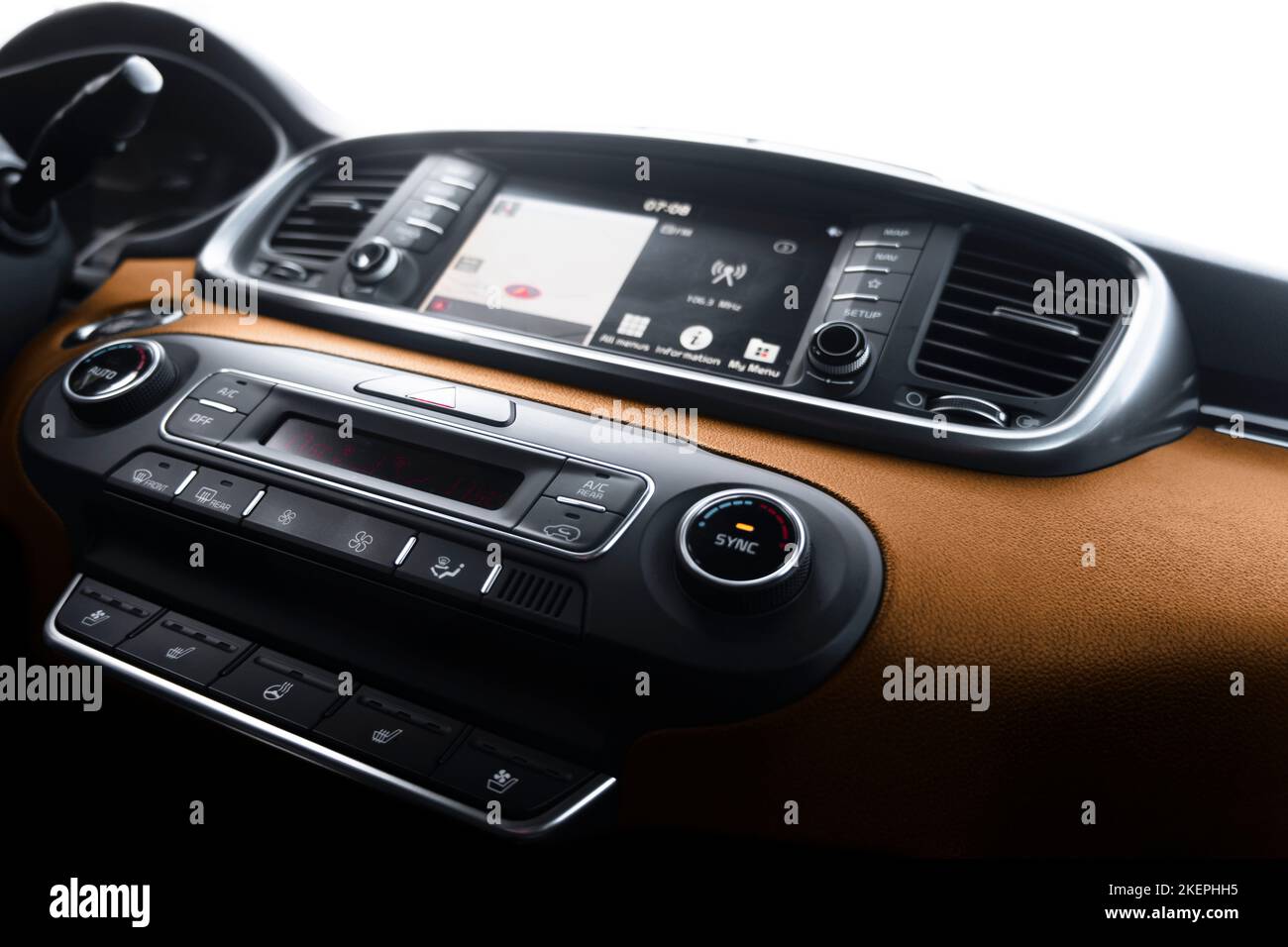 Air conditioning button inside a car. Climate control AC unit in the ...