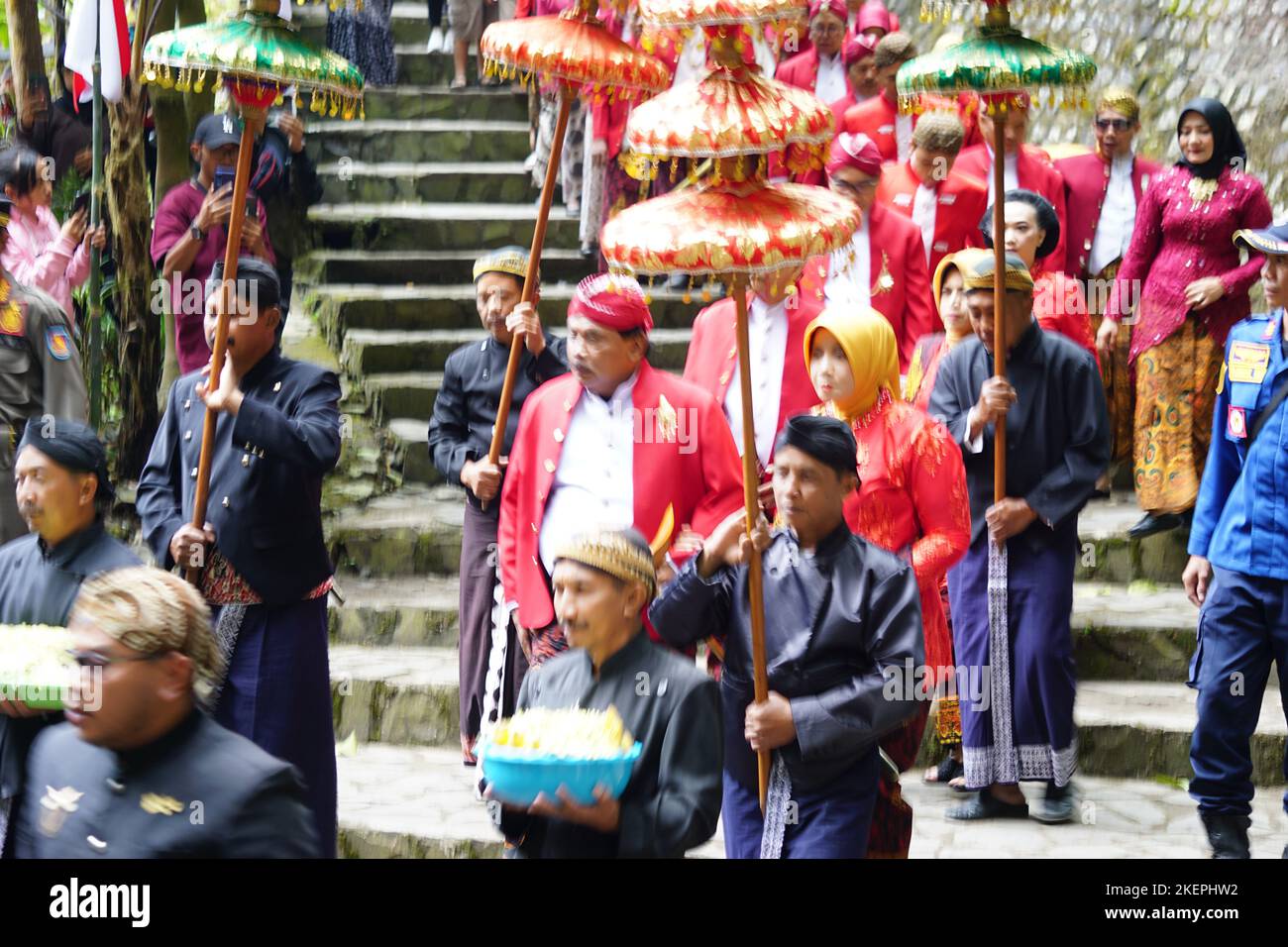Siraman sedudo ceremony in sedudo waterfall. Siraman sedudo is taking a ...