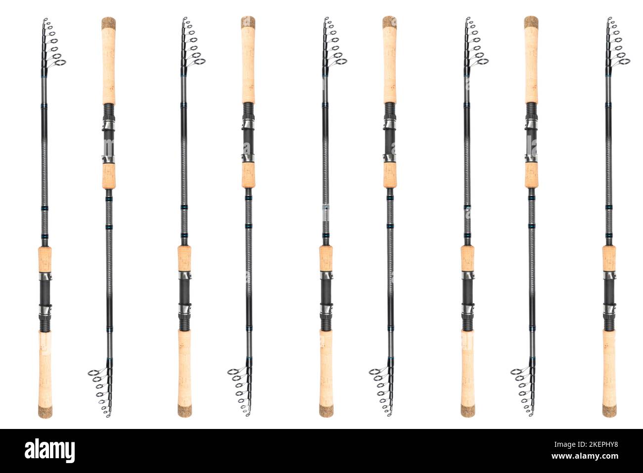 Fishing rod spinning close-up. Fishing rod. Rod rings isolated on white ...