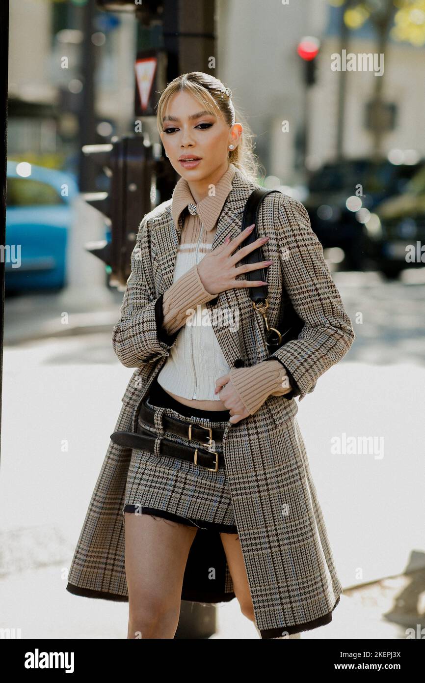 Street style, Jordanna Maia arriving at Miu Miu Spring Summer 2023 show ...