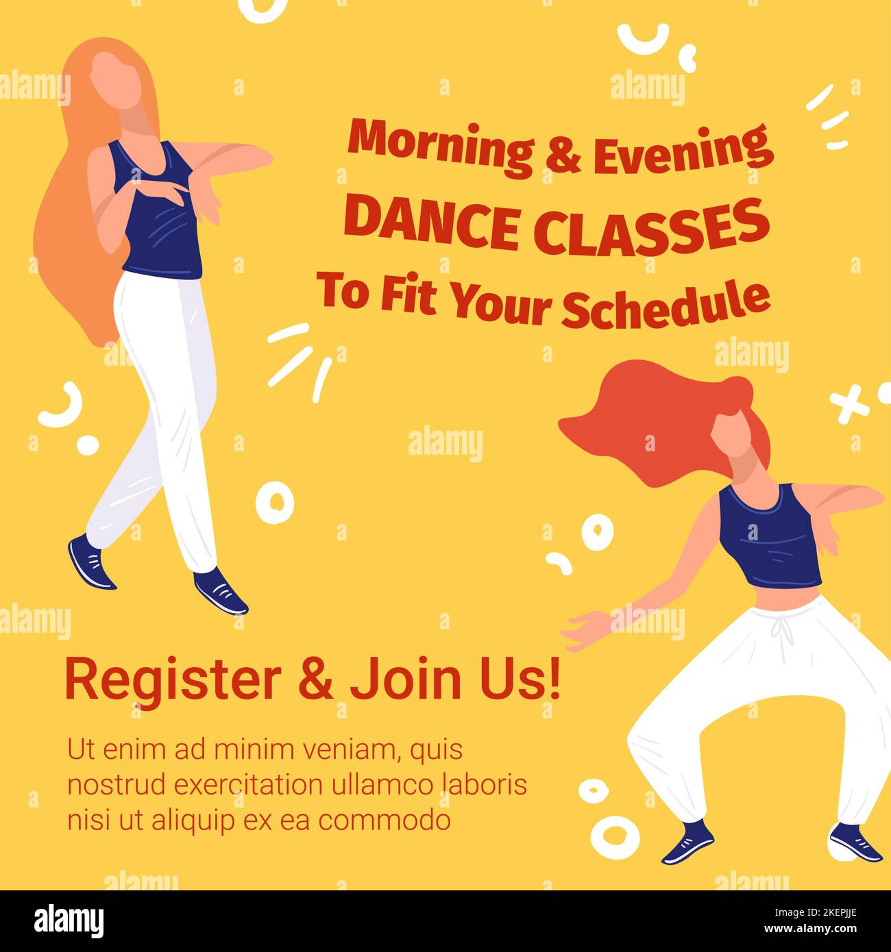 Morning and evening dance classes for schedule Stock Vector Image & Art ...