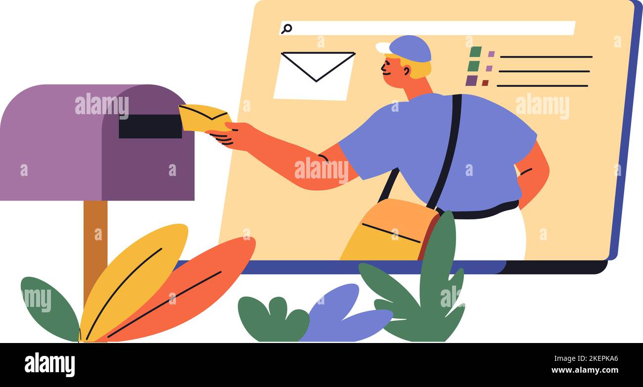 Delivery of mail email letter online communication Stock Vector Image ...