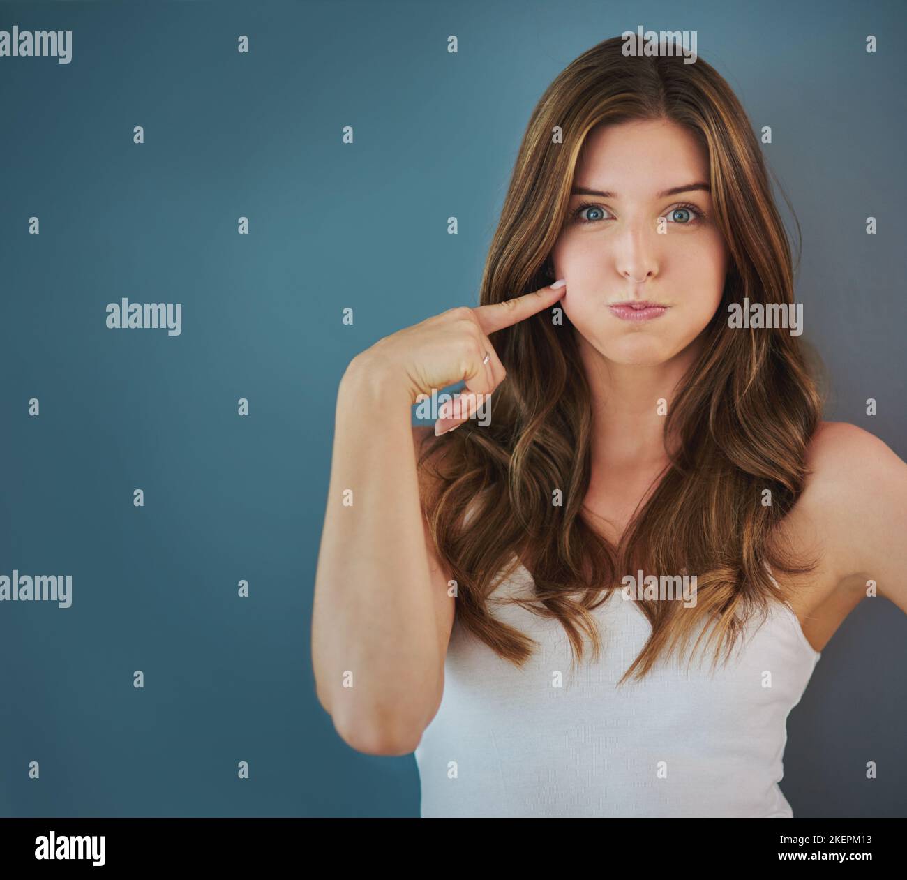 Going for the breath holding world record. Studio portrait of an ...