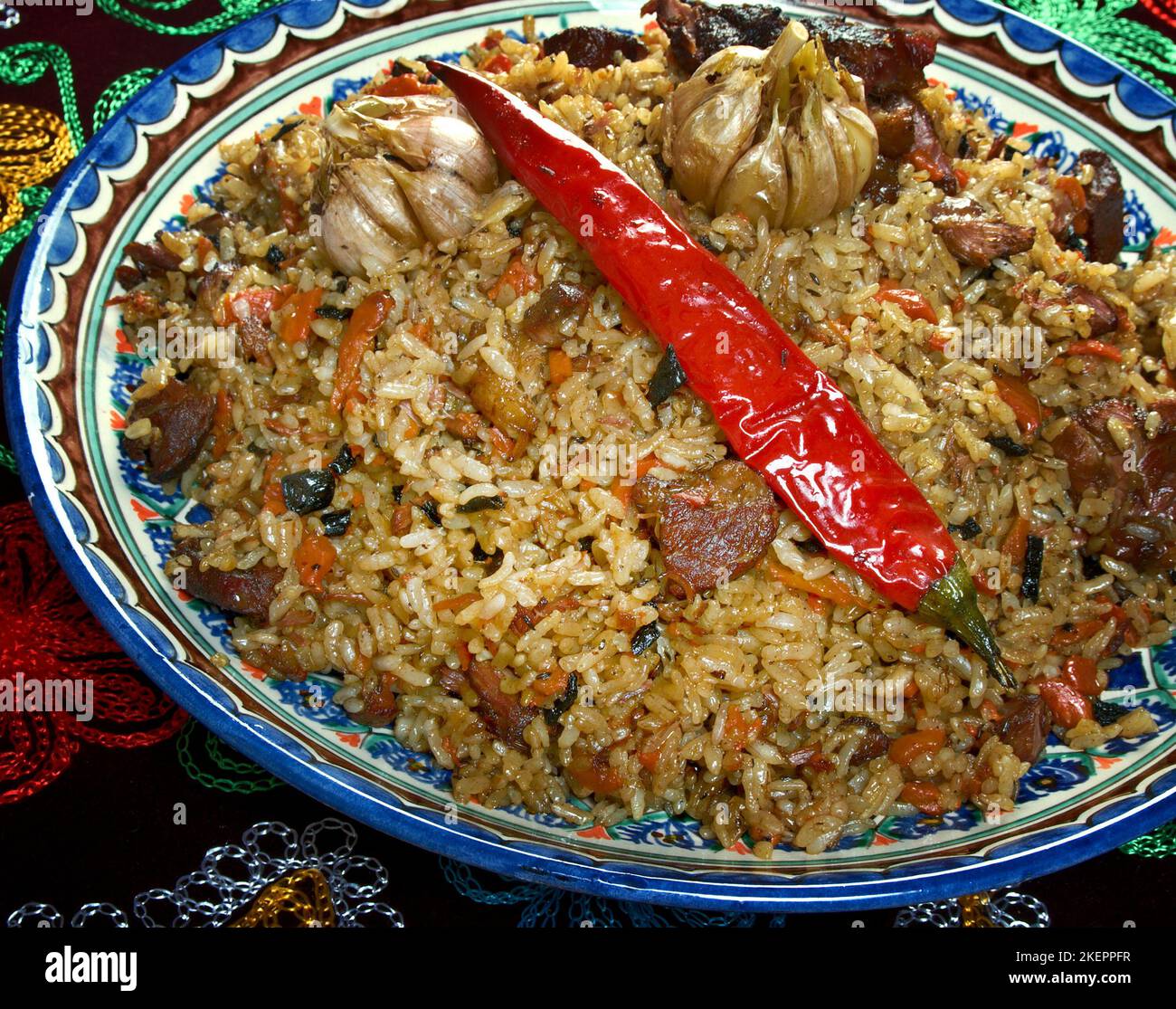 Tuy Palovi - national dish of Uzbekistan, Wedding plov Stock Photo - Alamy