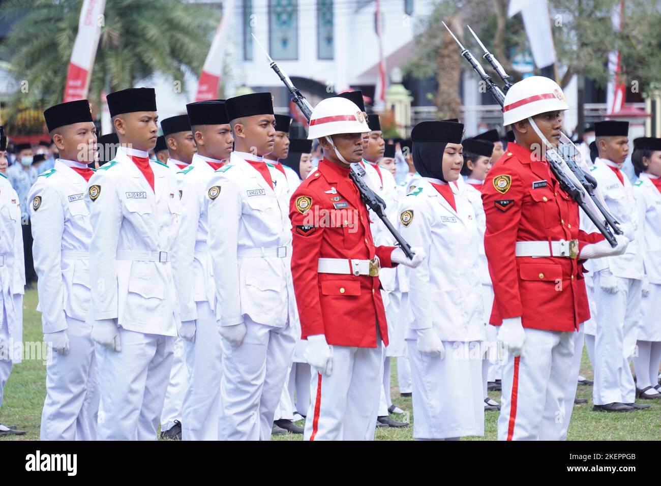 Indonesian flag raiser (paskibraka) in independence day ceremony Stock ...