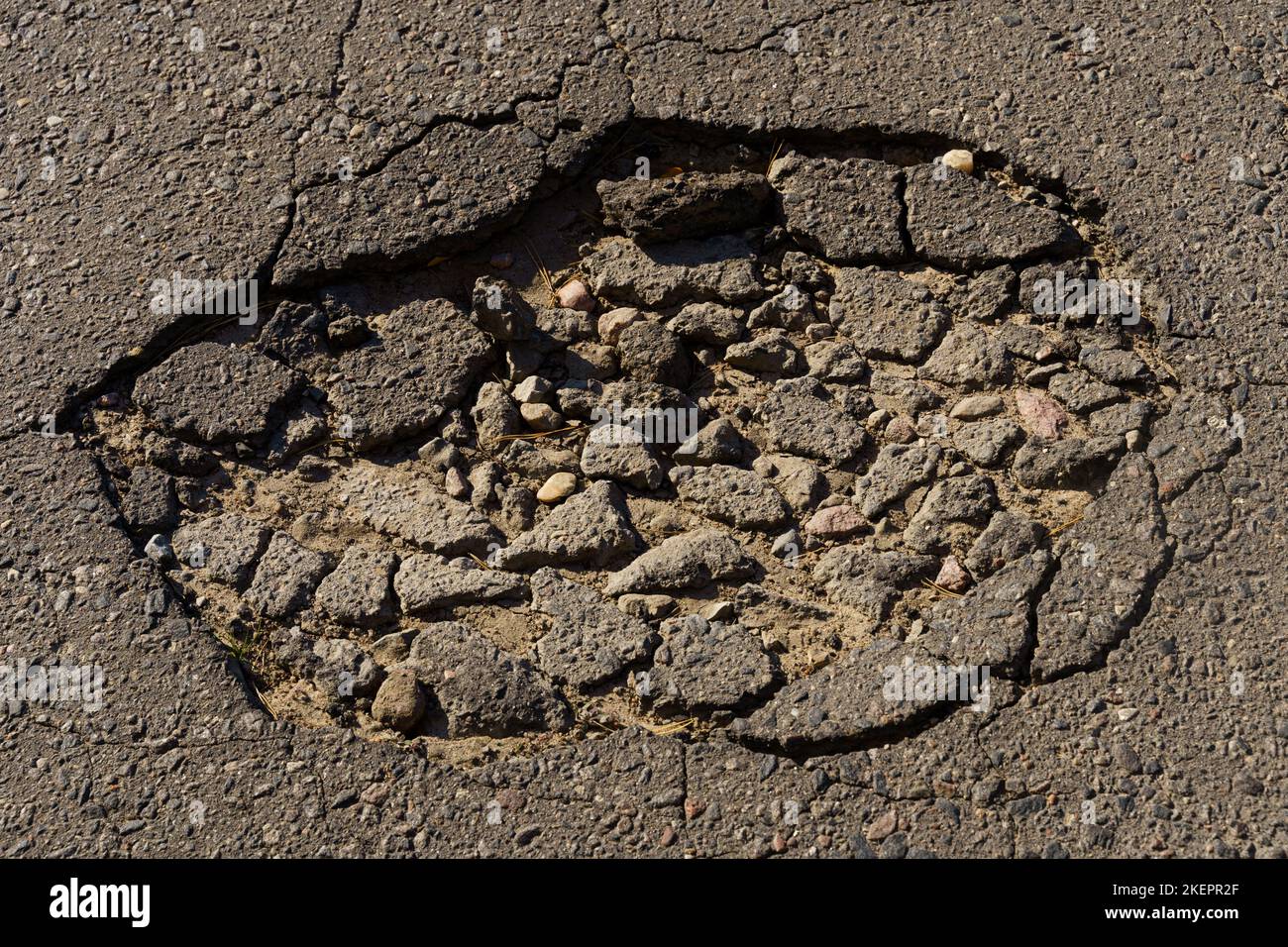 Transport movement concept.Pit in the asphalt on the road Stock Photo ...