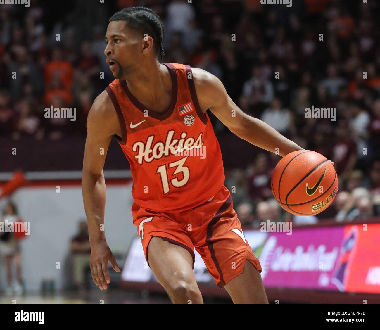 November 13, 2022: Virginia Tech Hokies guard Darius Maddox (13) dribbles on the wing during the ...