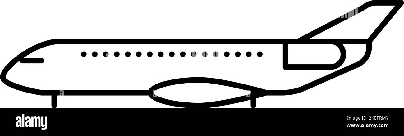 business jet airplane aircraft line icon vector illustration Stock ...