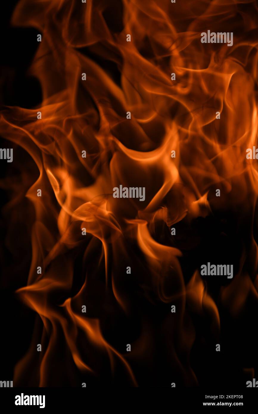 Texture of fire on a black background. Abstract fire flame background ...