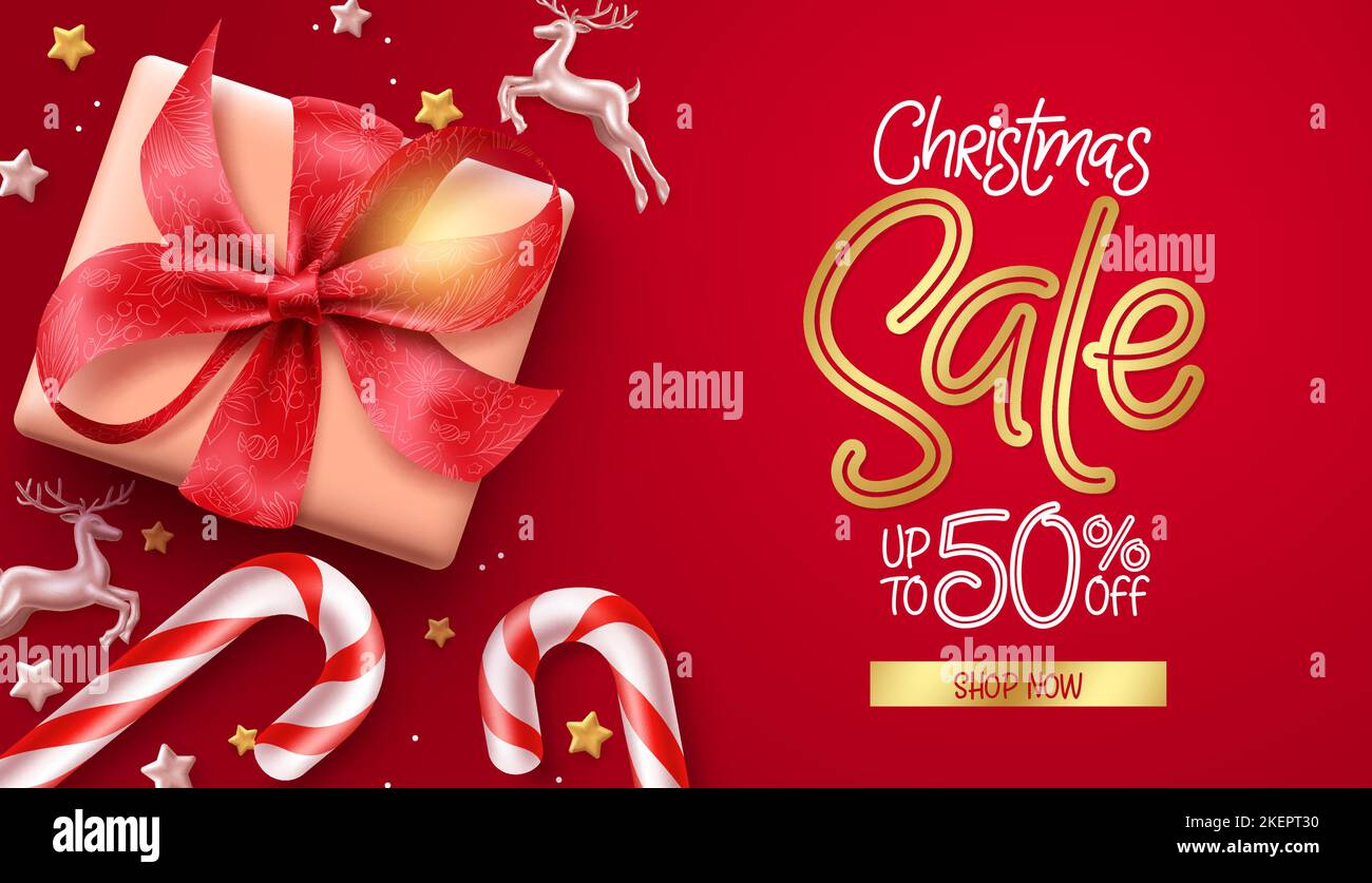 Christmas sale vector banner design. Merry christmas promotion text ...