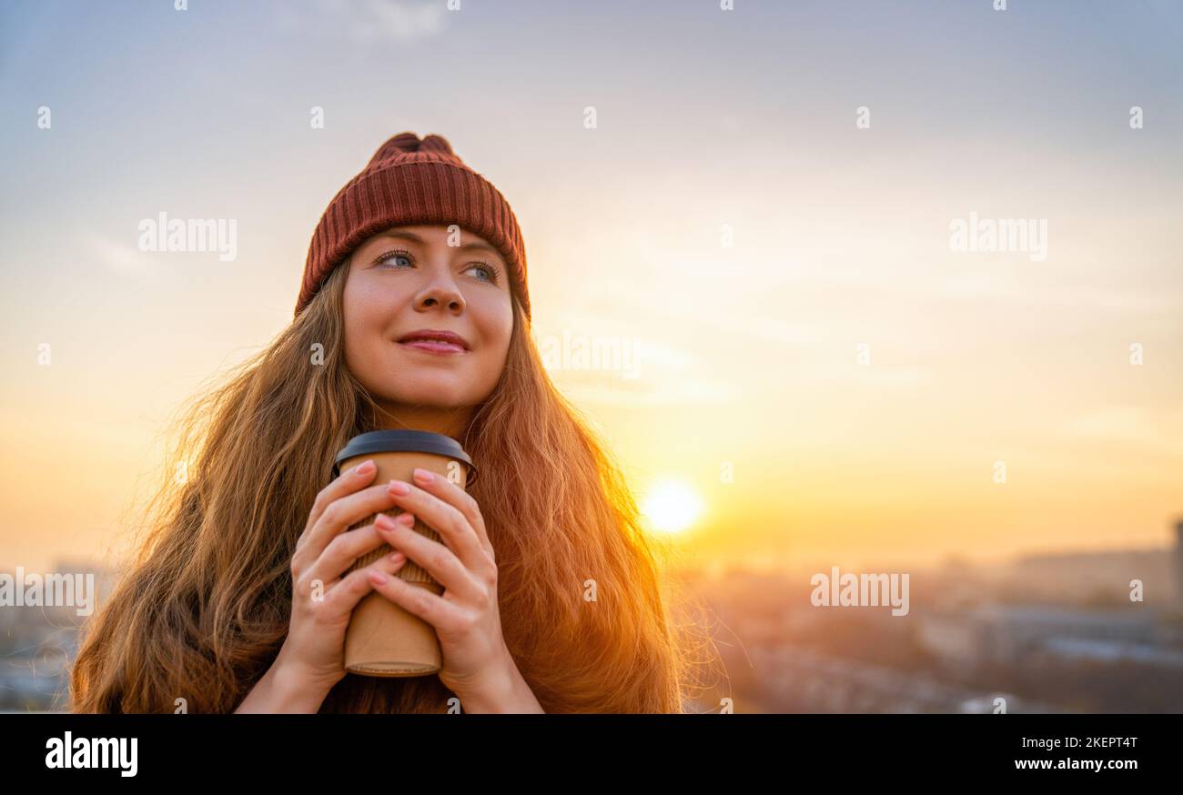 Happy fall, healthy autumn. Outdoor lifestyle portrait of young ...