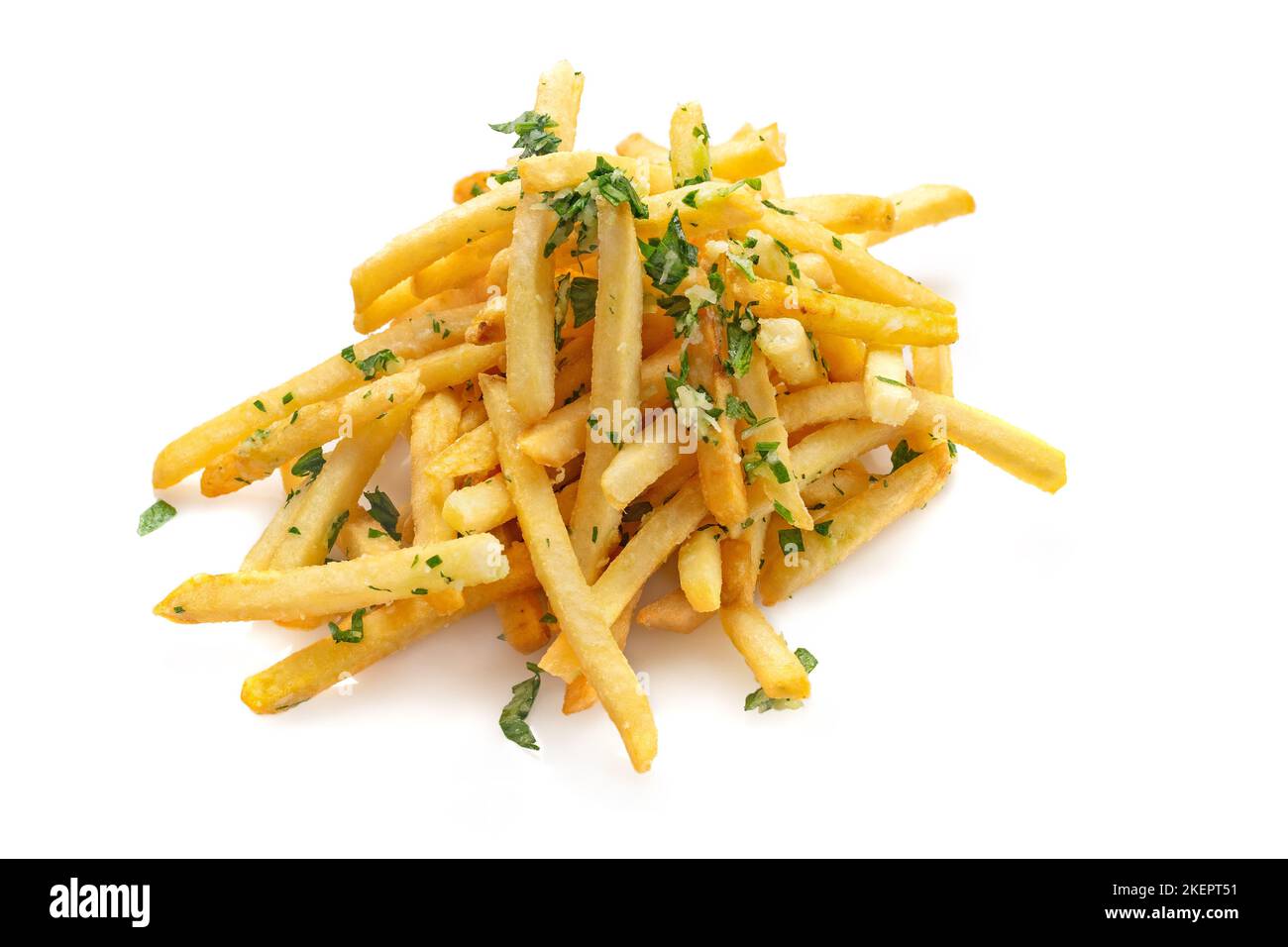 Crispy Seasoned French Fries. French fries with spicy seasoning on white background with shadow ...