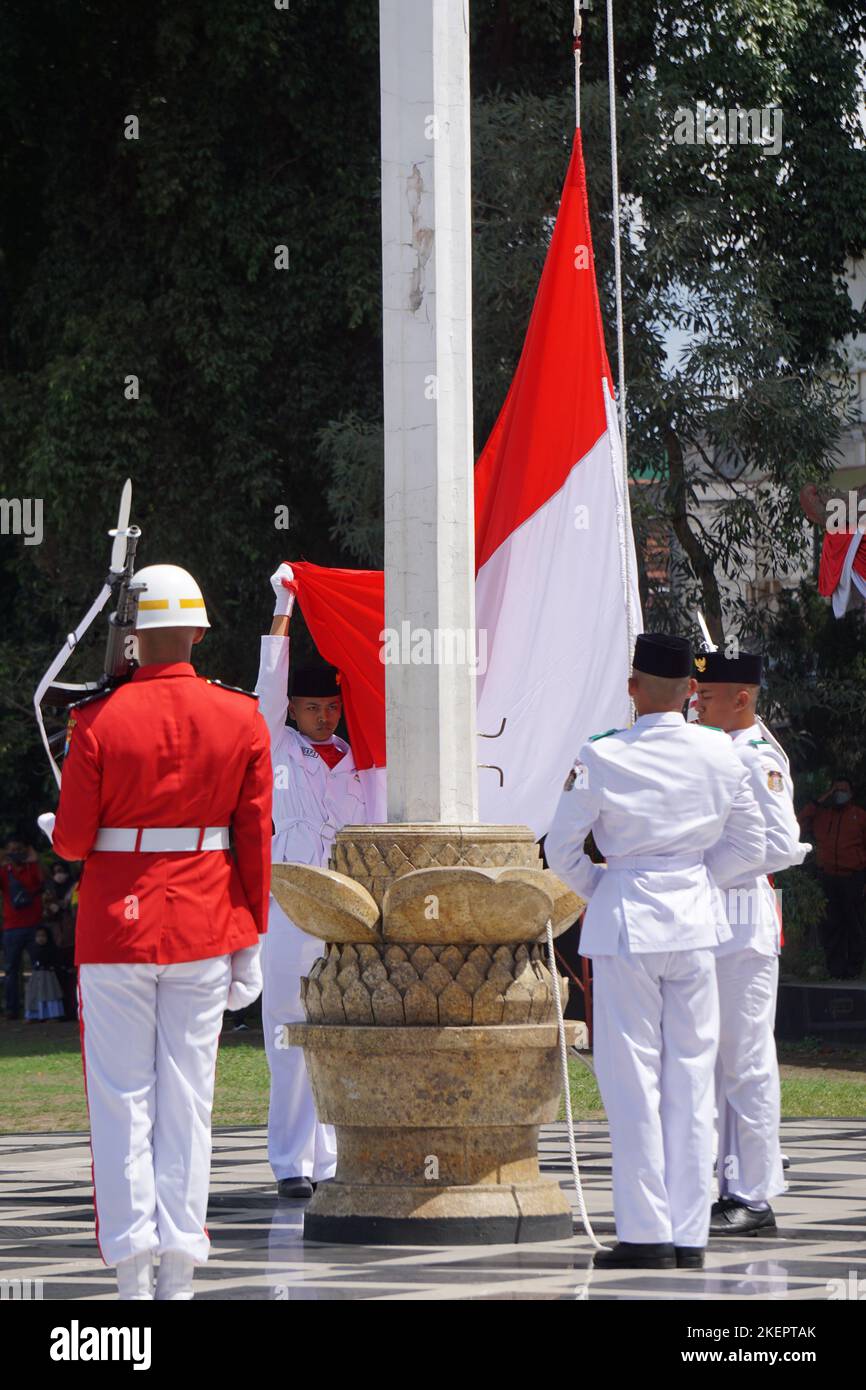 Indonesian flag raiser (paskibraka) in independence day ceremony Stock ...