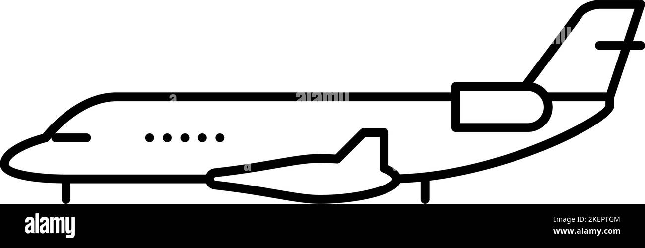 private jet airplane aircraft line icon vector illustration Stock ...