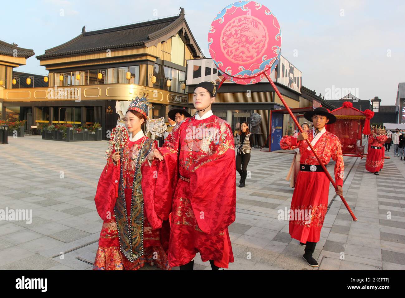 A traditional Han custom wedding show including traditional elements ...