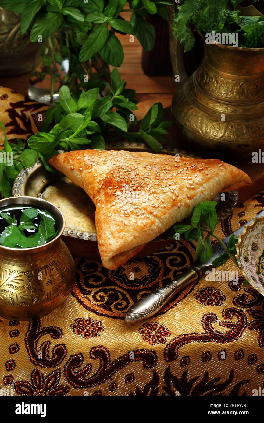 Traditional oriental dish samsa Stock Photo - Alamy