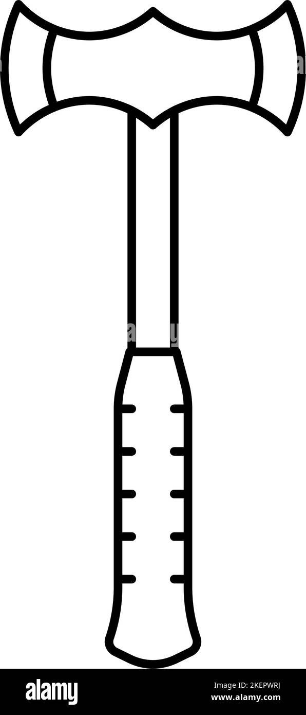 double bit axe weapon line icon vector illustration Stock Vector Image ...